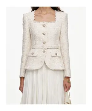 SELF-PORTRAIT Tailored Boucle And Chiffon Midi Dress