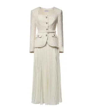 SELF-PORTRAIT Tailored Boucle And Chiffon Midi Dress