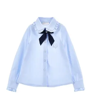 Monnalisa Ruffled-collar Bow-detail Shirt - Light Blue