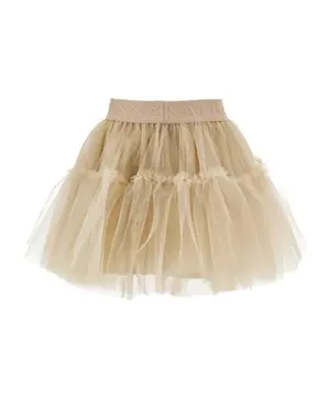 Monnalisa Ruffled Tulle Skirt - Beige