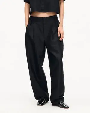 Kenzo Tailored Pleated Loose Pants In Wool And Silk