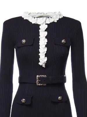 SELF-PORTRAIT Flower Detailed Knitted Mini Dress