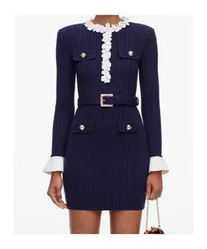 SELF-PORTRAIT Flower Detailed Knitted Mini Dress