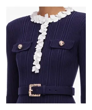 SELF-PORTRAIT Flower Detailed Knitted Mini Dress