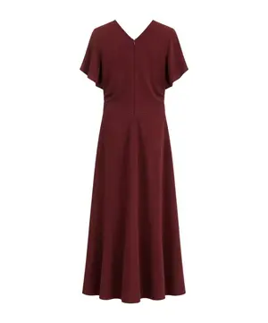 Victoria Beckham Bela Gathered Midi Dress - Burgundy
