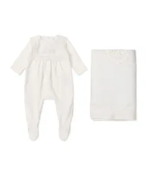 Chloé Long-sleeve Bodysuit And Blanket Set - White