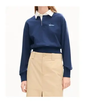 Kenzo Varsity Embroidered Long Sleeve Polo Shirt - Blue-black