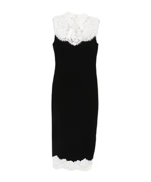 SELF-PORTRAIT Lace-trimmed Bow-detail Midi Dress