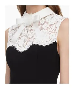 SELF-PORTRAIT Lace-trimmed Bow-detail Midi Dress
