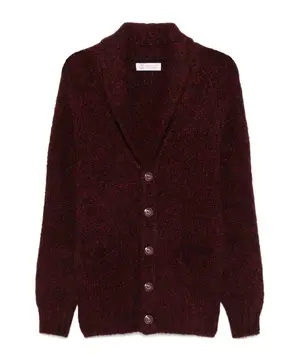 Brunello Cucinelli Shawl-collar Button Cardigan - Wine Red