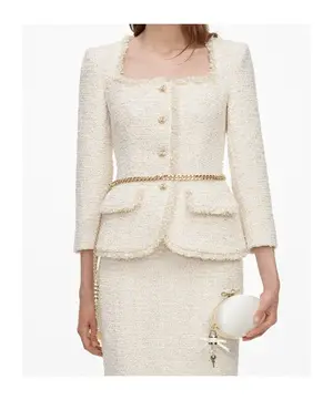 SELF-PORTRAIT Boucle Tailored Chain Midi Dress
