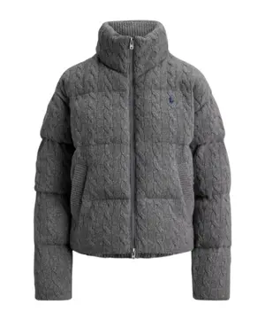 Polo Ralph Lauren Cable-knit Puffer Down Jacket - Grey