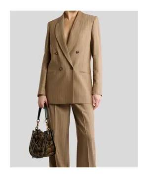 Etro Double-breasted Wool Jacquard Jacket With Striped Pattern
