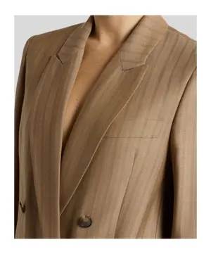 Etro Double-breasted Wool Jacquard Jacket With Striped Pattern
