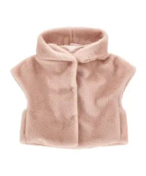 Monnalisa Hooded Faux-fur Gilet - Nude