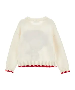 Monnalisa Intarsia-knit Embroidered-rose Sweater