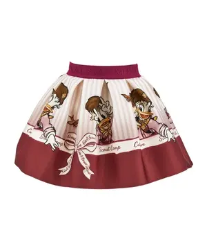 Monnalisa Graphic-print Box-pleat Skirt - Red/white