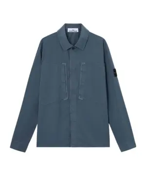 Stone Island Comfort-fit Zip-up Overshirt With Chest Pockets - Slate Blue