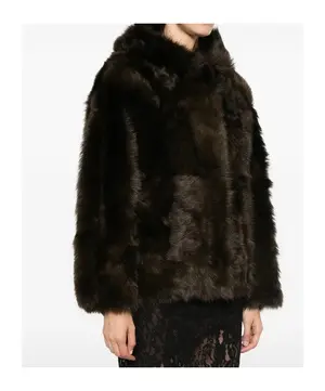 YVES SALOMON Hooded Fur Jacket - Black