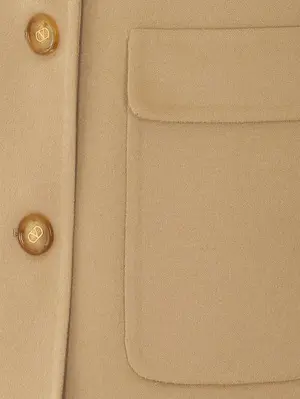Valentino Garavani Logo-embellished Patch-pocket Coat - Beige