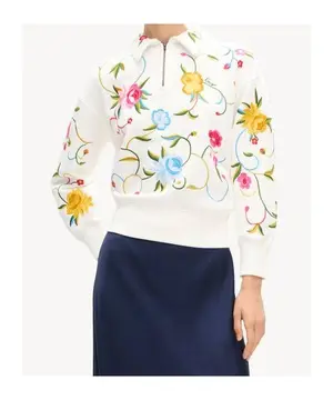 Kenzo Wildflower' Embroidered Half Zip Sweatshirt In Cotton