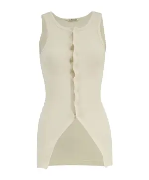 Auralee Ribbed-knit Tank Top - Ivory