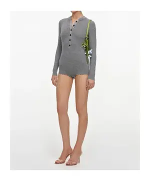 SELF-PORTRAIT Button Knit Playsuit