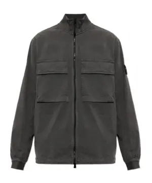 Stone Island Logo-patch Zip-up Shirt Jacket