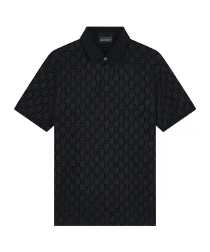 Emporio Armani Polo Shirt In Lyocell Blend With All-over Logo