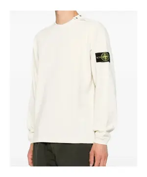 Stone Island Logo Patch Long Sleeve Sweater - Ivory