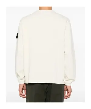 Stone Island Logo Patch Long Sleeve Sweater - Ivory