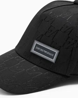 Emporio Armani Baseball Hat With An Embossed Logo Pattern And A Patch