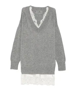 Ermanno Scervino Lace-trim Mini Dress - Grey