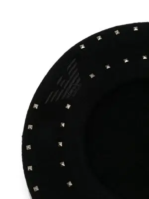 Emporio Armani Studded Logo-embroidered Wool Beret