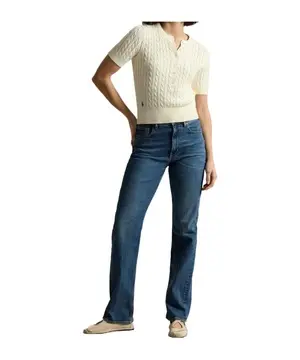 Polo Ralph Lauren Cable-knit Short-sleeve Henley Sweater - No