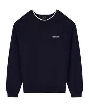 Armani Exchange Regular Fit Pullover In A Cotton Blend - Navy Blue