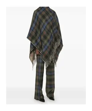 Etro Tartan Fringed Poncho