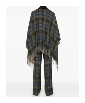 Etro Tartan Fringed Poncho