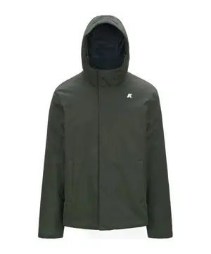 K-WAY Logo Hooded Casual Jacket - Black