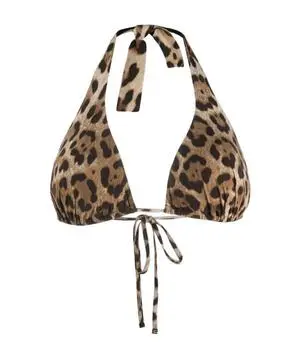 Dolce & Gabbana Leopard Print Bikini Top - Brown