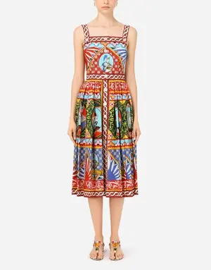 Dolce & Gabbana Printed Square Neck Midi Dress