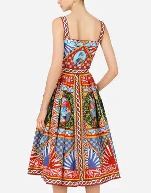 Dolce & Gabbana Printed Square Neck Midi Dress