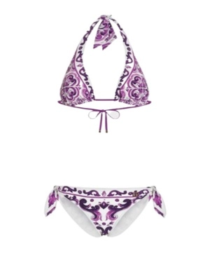 Dolce & Gabbana Dolce Gabbana Majolica-printed Triangle Bikini Set