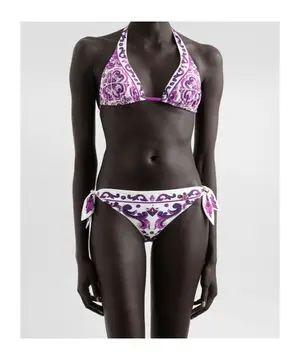 Dolce & Gabbana Dolce Gabbana Majolica-printed Triangle Bikini Set