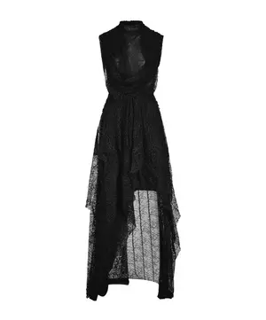 Alexander McQueen Asymmetric Sleeveless Midi Dress - Black
