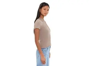 Madewell Ribbed Cap Sleeve Polo - Brown