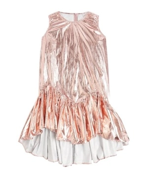 CAROLINE BOSMANS Ruffled Lamé Dress - Nude