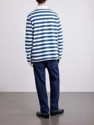 Burberry Logo-embroidered Striped Cotton Polo Sweater
