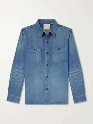FULLCOUNT Distressed Denim Shirt - Blue