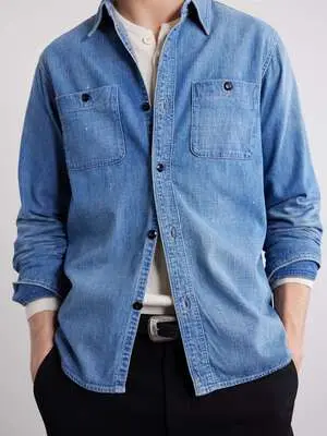 FULLCOUNT Distressed Denim Shirt